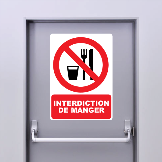 Autocollant Panneau interdiction de manger | Zone Signaletique