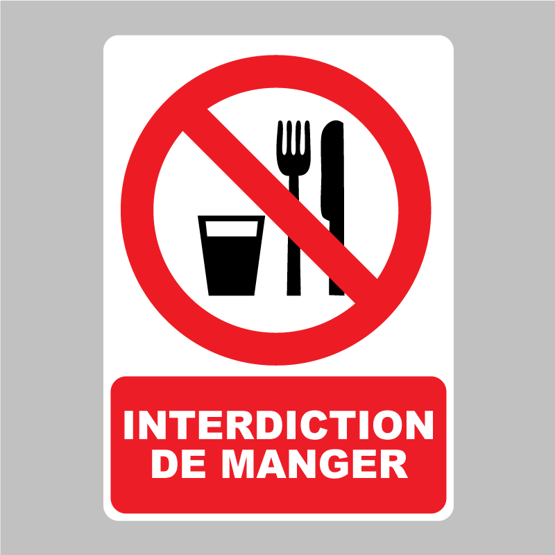 Autocollant Panneau interdiction de manger | Zone Signaletique