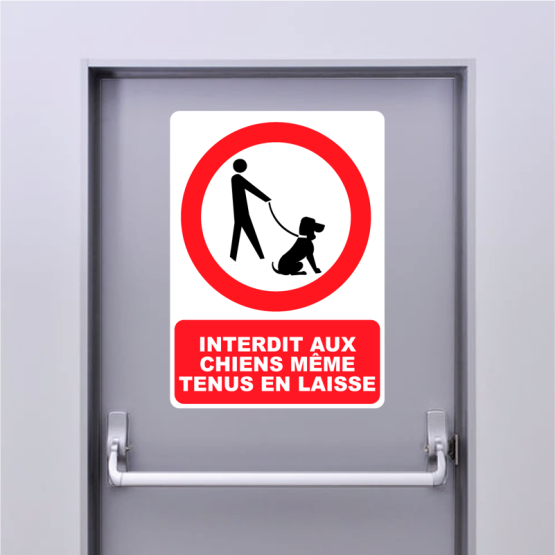 Autocollant Panneau interdit aux chiens même tenus en laisse | Zone ...