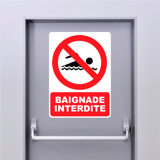 Autocollant Panneau Baignade interdite | Zone Signaletique