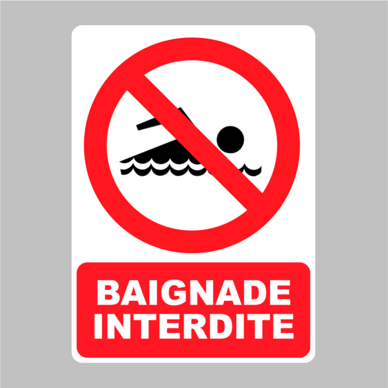 Autocollant Panneau Baignade interdite | Zone Signaletique