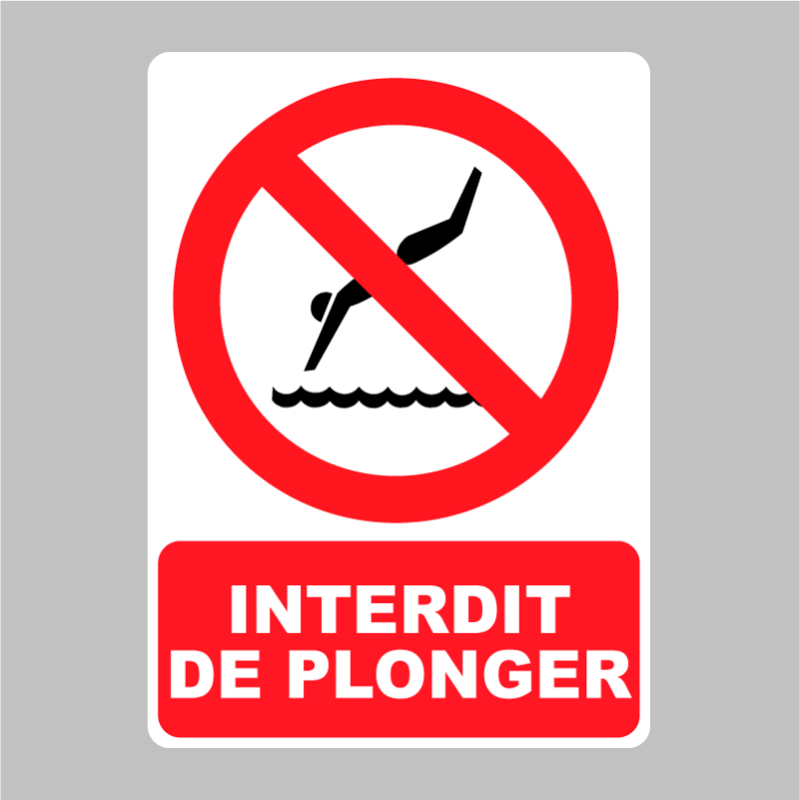 Autocollant Panneau interdit de plonger | Zone Signaletique