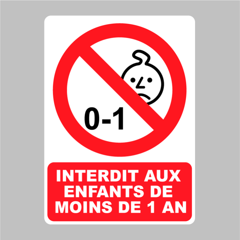 Autocollant Pictogramme Interdit aux enfants de moins de 1 an | Zone ...