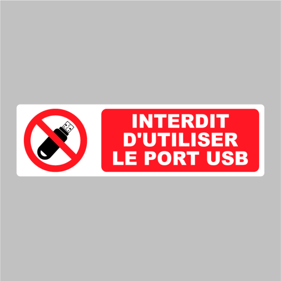 Autocollant Panneau Interdit d'utiliser le port USB