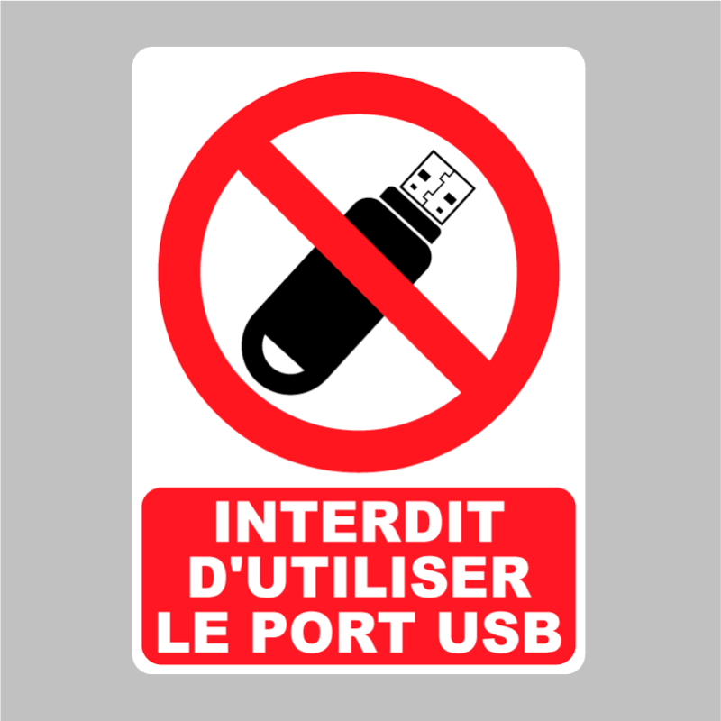Autocollant Pictogramme Interdit d'utiliser le port USB | Zone Signaletique
