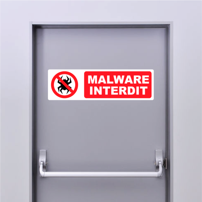 Autocollant Panneau Malware Interdit | Zone Signaletique Autocollant Panneau Malware Interdit | Zone Signaletique