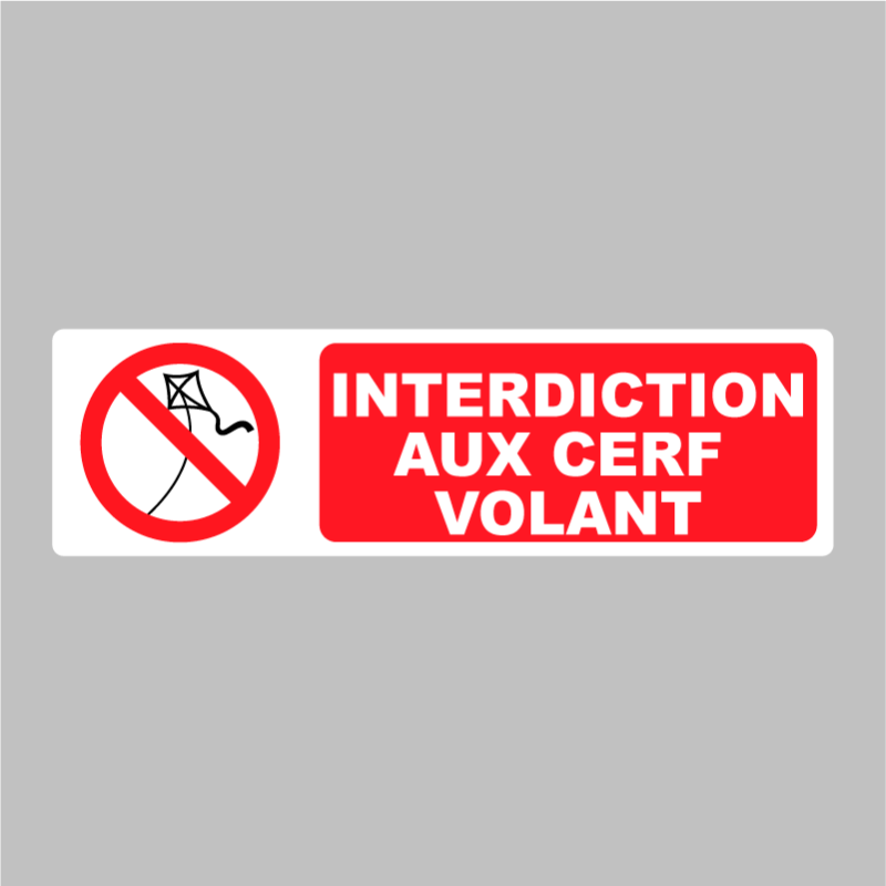 Autocollant Pictogramme Interdiction Aux Cerf Volant | Zone Signaletique Autocollant Pictogramme Interdiction Aux Cerf Volant | Zone Signaletique