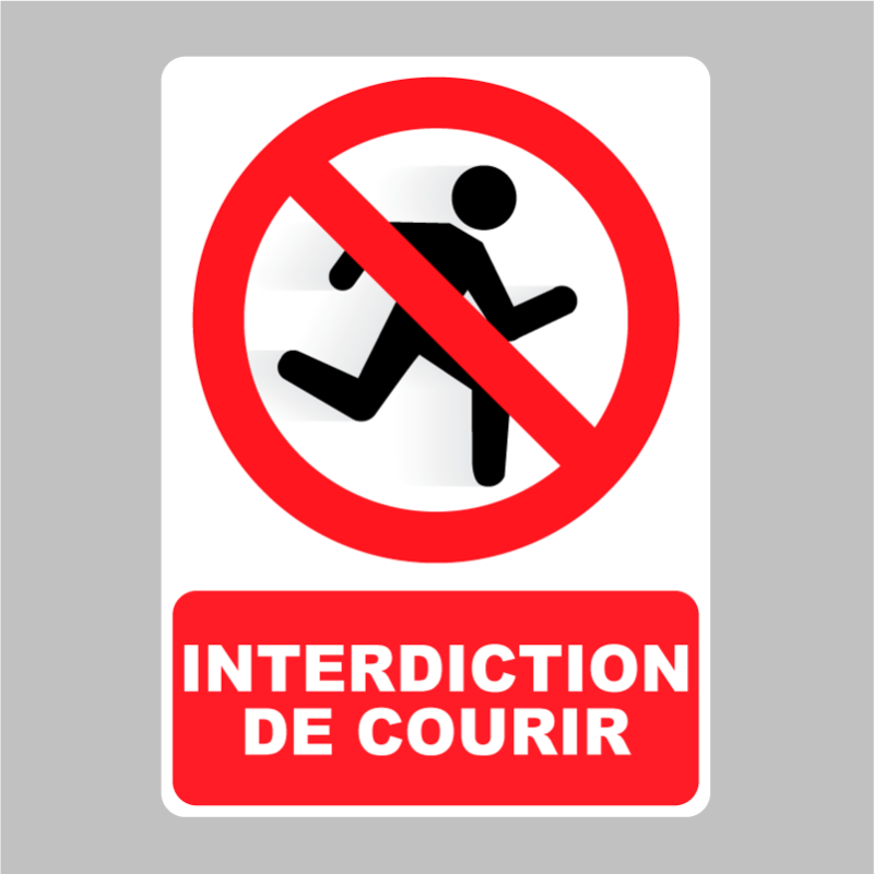 Autocollant Panneau Interdiction De Courir | Zone Signaletique Autocollant Panneau Interdiction De Courir | Zone Signaletique