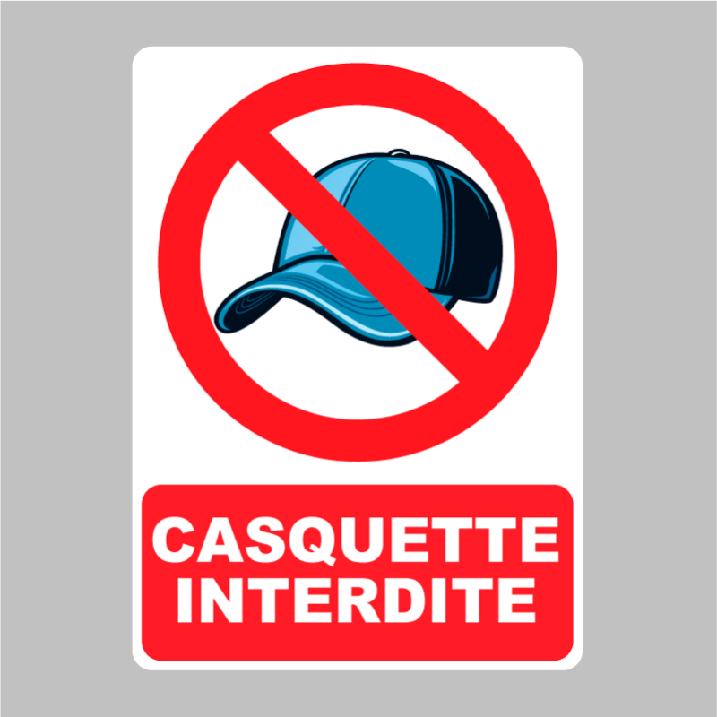 Autocollant Panneau Casquette Interdite | Zone Signaletique