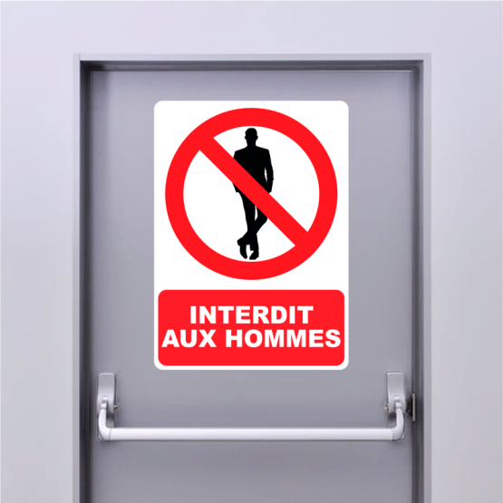 Autocollant Panneau Interdit Aux Hommes | Zone Signaletique