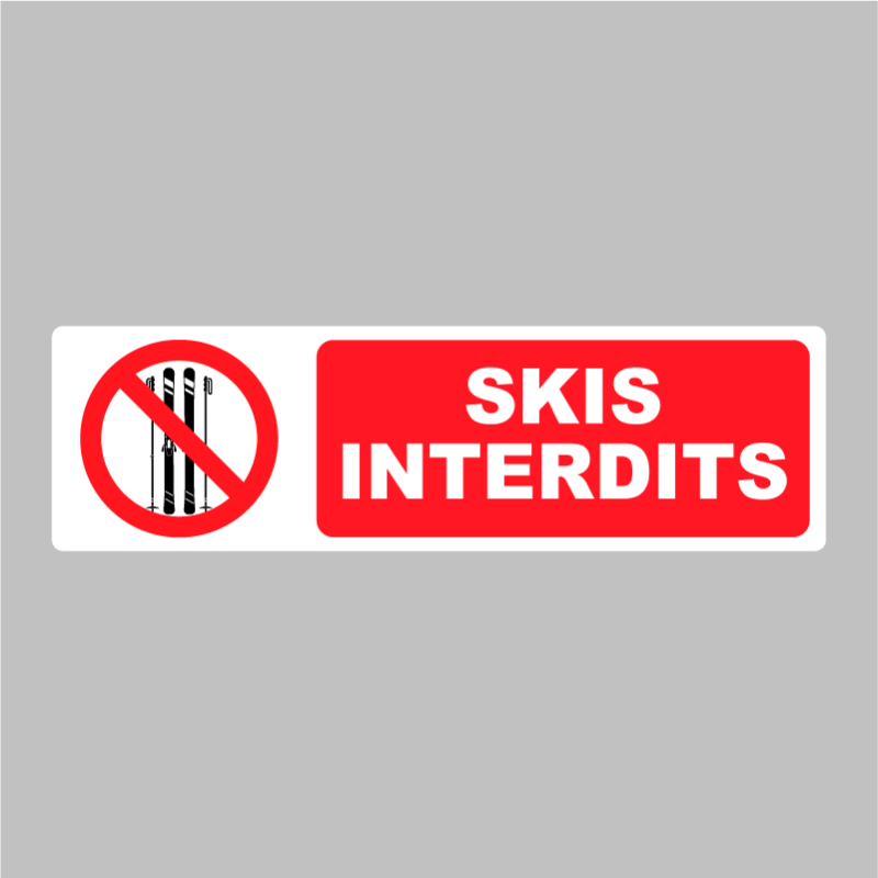 Autocollant Pictogramme Skis Interdits | Zone Signaletique