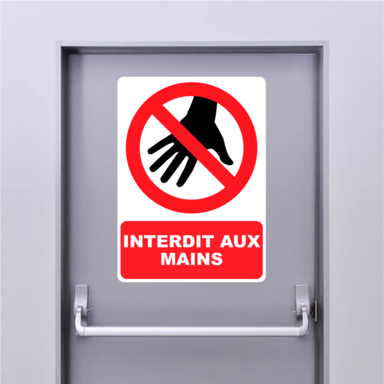 Autocollant Panneau Interdit Aux Mains | Zone Signaletique