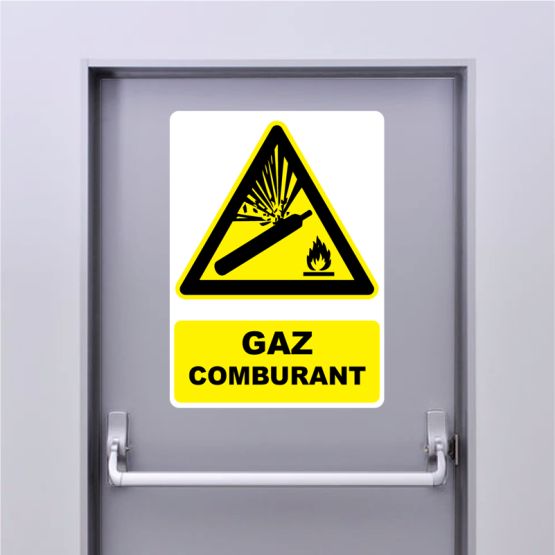 Autocollant Panneau danger gaz comburant | Zone Signaletique