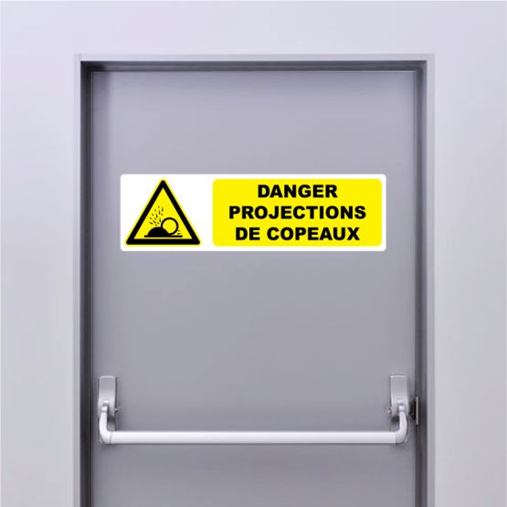 Autocollant Pictogramme danger projections de copeaux | Zone Signaletique