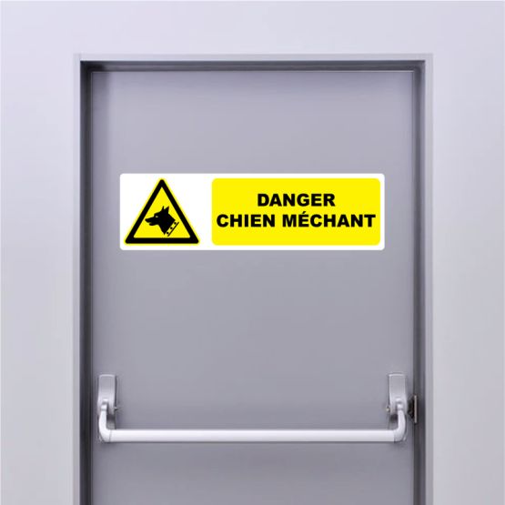 Autocollant Pictogramme danger chien méchant | Zone Signaletique
