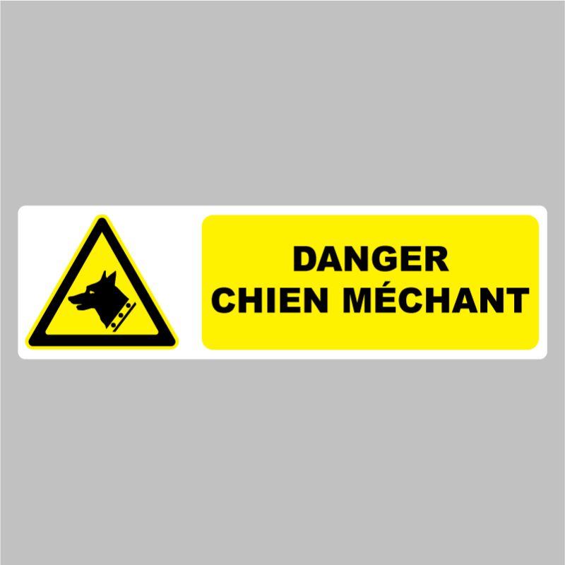 Autocollant Pictogramme danger chien méchant | Zone Signaletique