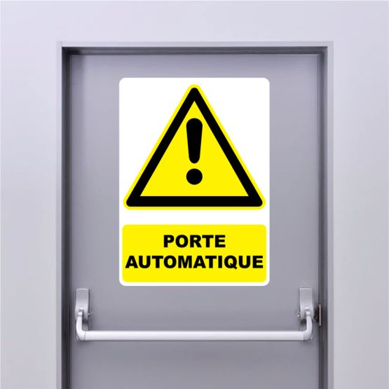 Autocollant Panneau danger porte automatique | Zone Signaletique