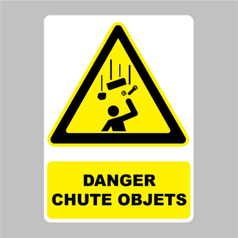 Autocollant Panneau danger chute d'objets | Zone Signaletique