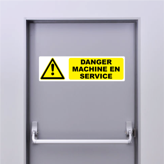 Autocollant Pictogramme danger machine en service | Zone Signaletique