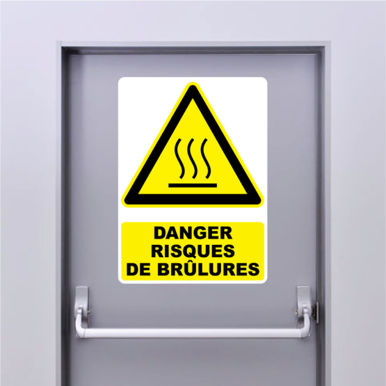 Autocollant Panneau danger risques de bûlures | Zone Signaletique