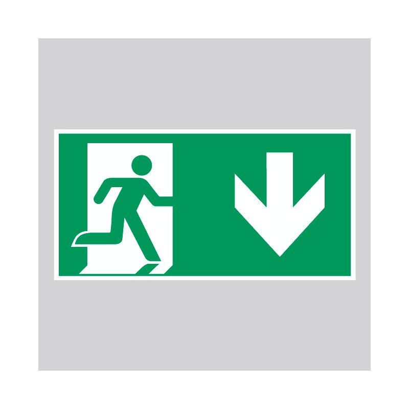 Autocollant Panneau Sortie de secours Droite - Flèche Bas - ISO7010 ...