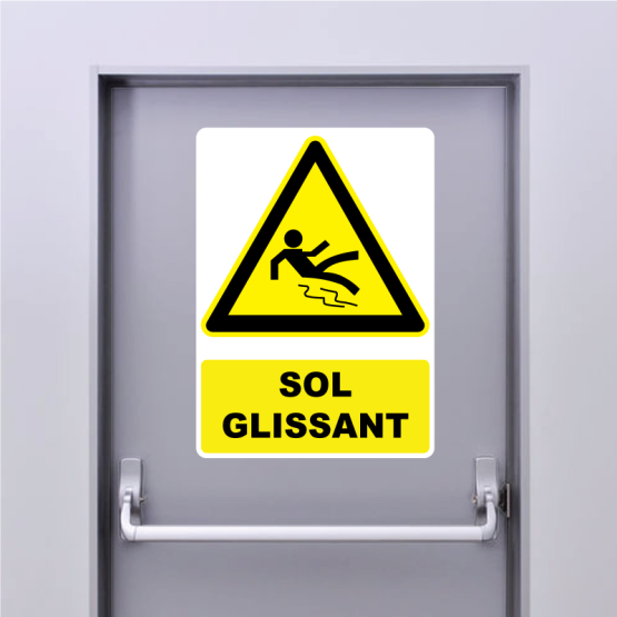 Autocollant Panneau sol glissant | Zone Signaletique