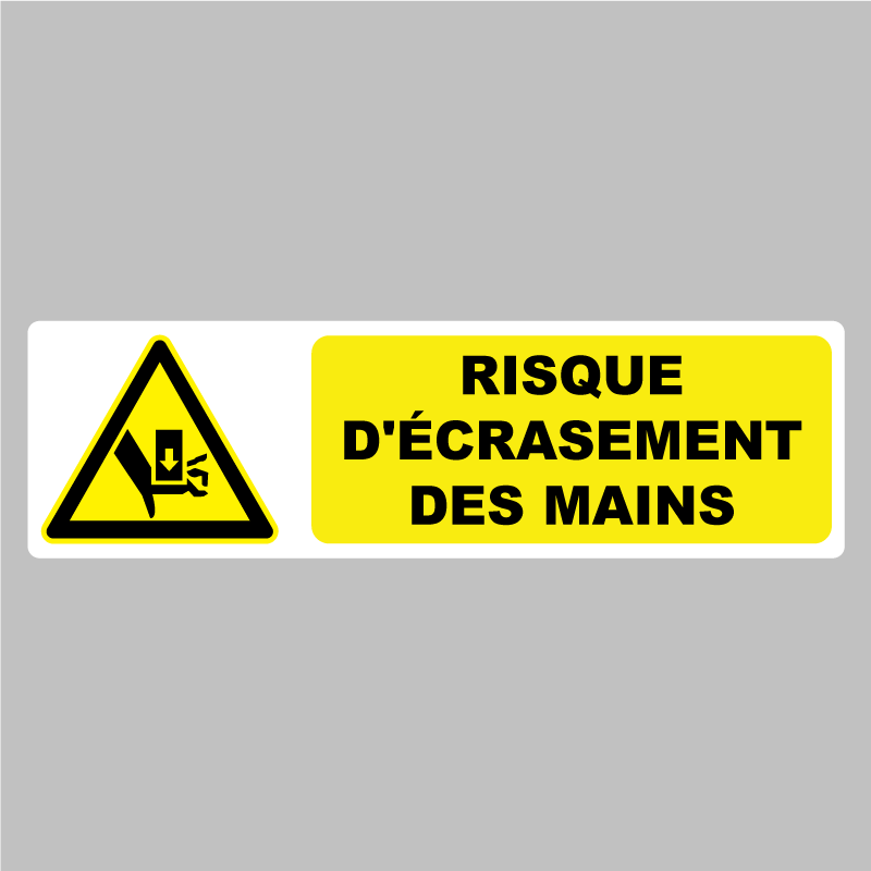 Autocollant Pictogramme Risque d'écrasement des mains | Zone Signaletique